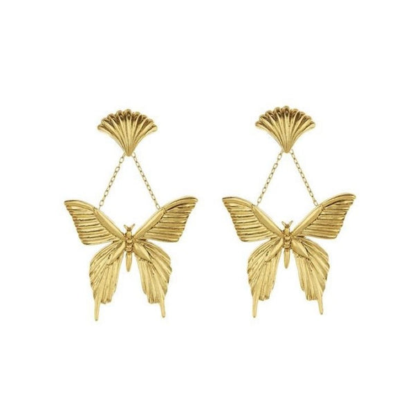 Sarah Templeman Jewellery | Gold Deco Butterfly Earrings